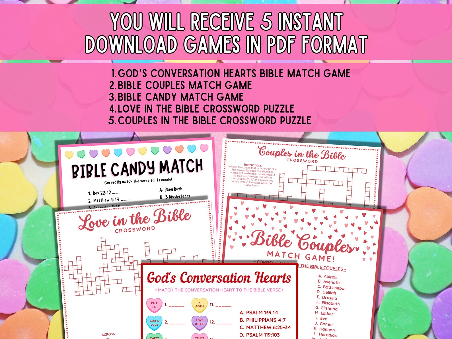 Bible Valentine's Day Game Bundle | Valentine Bible Match Party Game ...