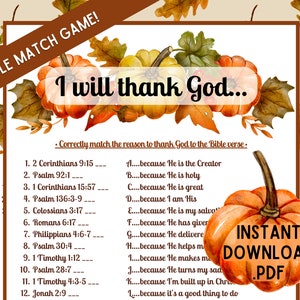 Give Thanks Bible Match Game Thanksgiving Bible Match - Etsy