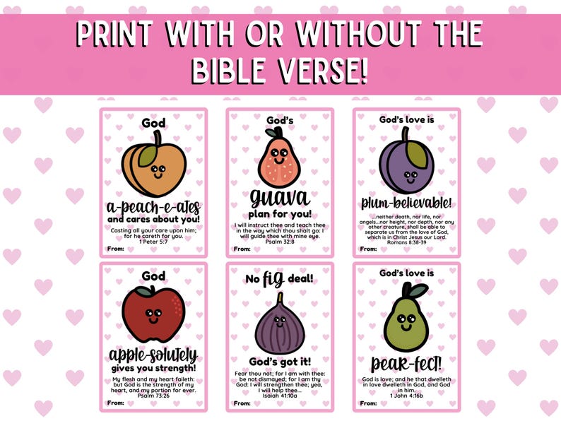 Bible Valentine Cards: Funny Fruit Puns (PDF Download) - Etsy
