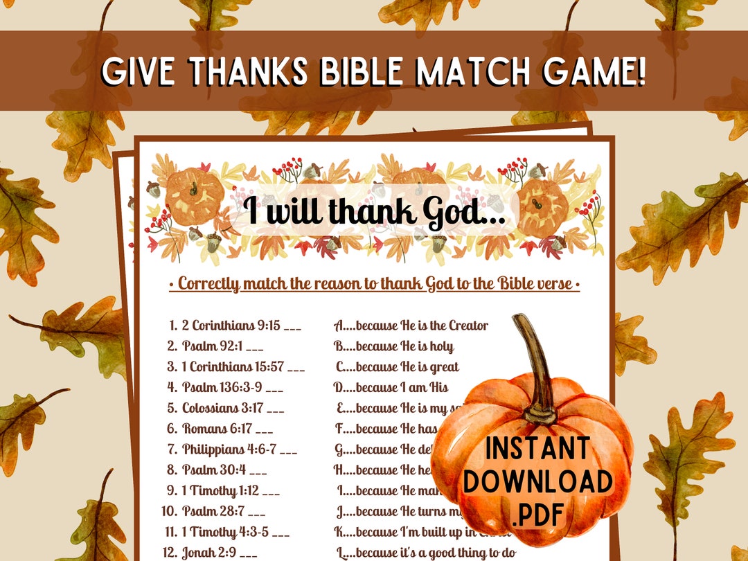 Give Thanks Bible Match Game Thanksgiving Bible Match Thanksgiving Game ...