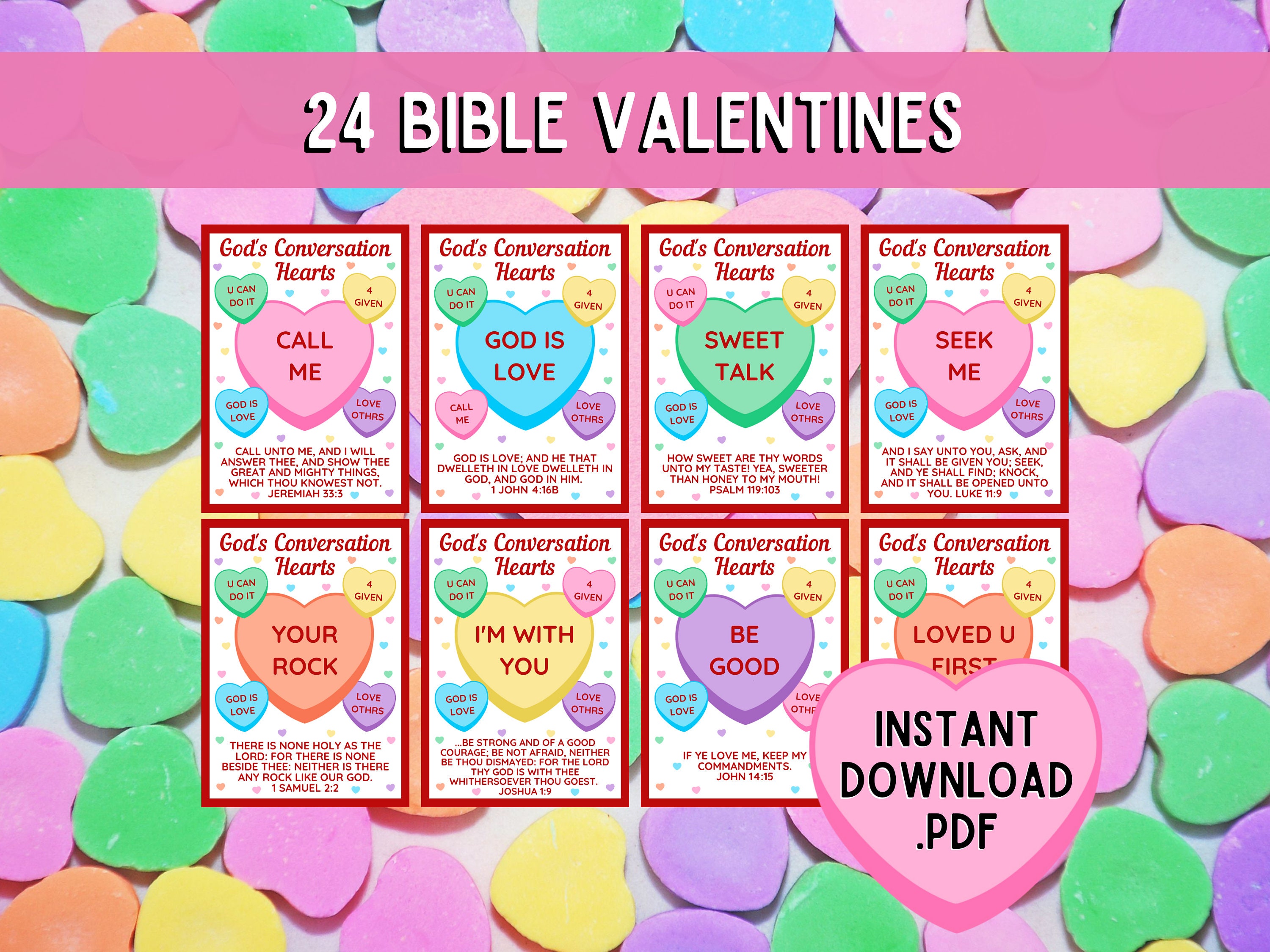 God's Conversation Hearts Valentine Cards Bible Valentine Cards Bible ...
