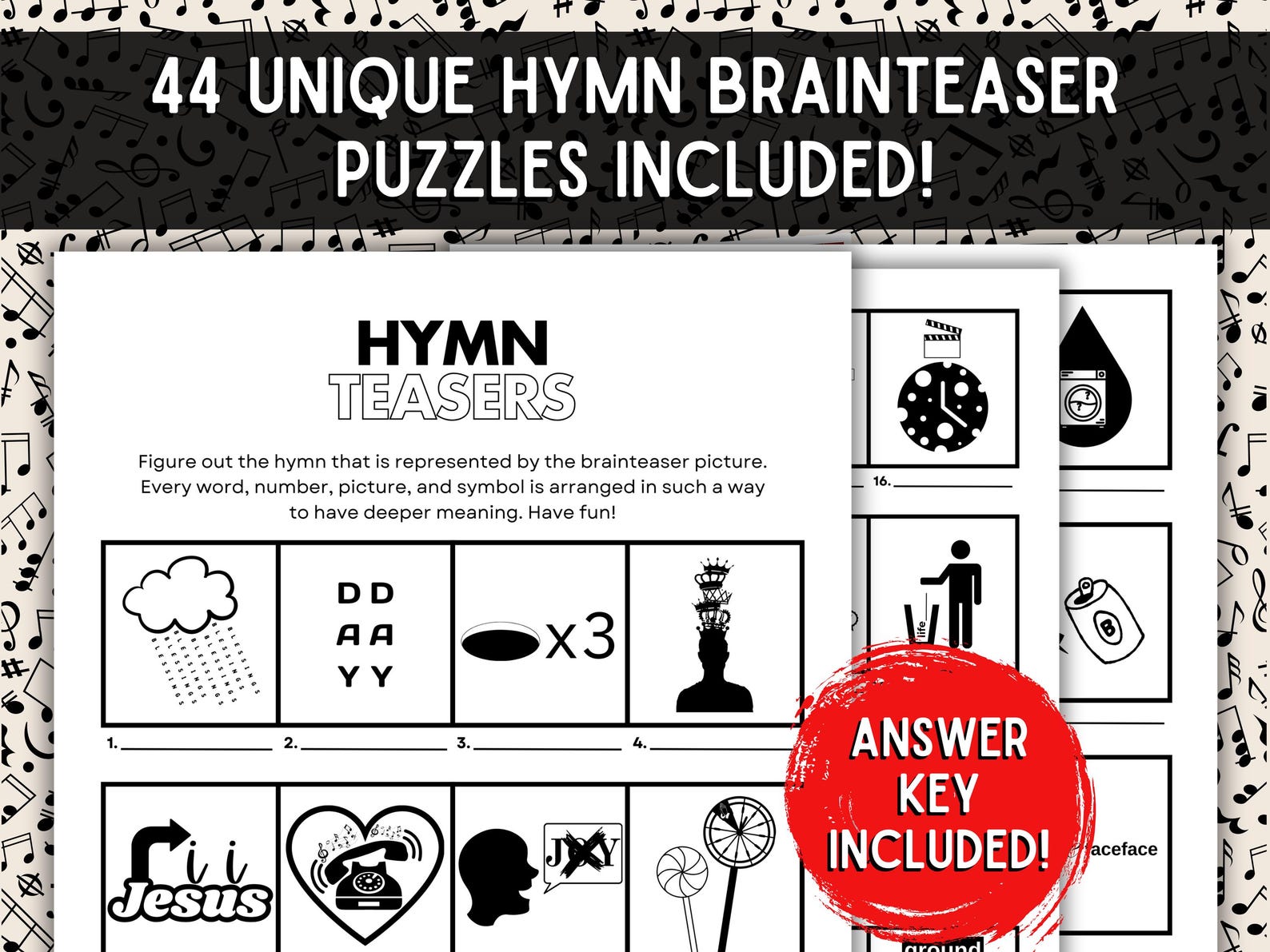 Hymn Brainteaser Game: Rebus Puzzles, Christian Party (PDF Download) - Etsy
