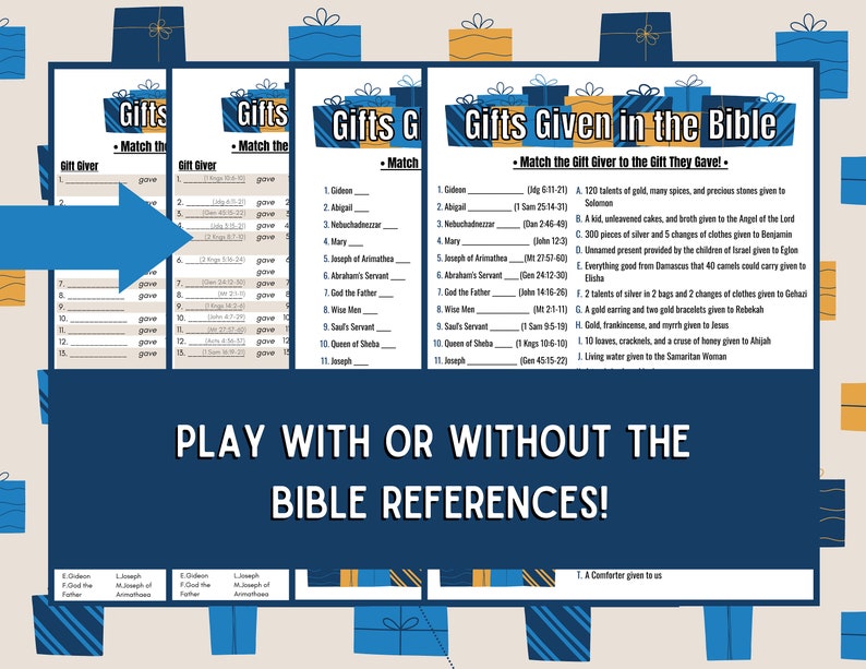 Gifts Given in the Bible Match Game Bible Trivia Game - Etsy