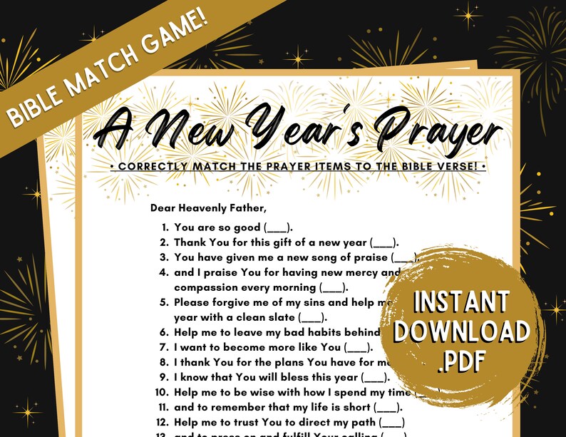 New Year's Bible Match Game - Etsy