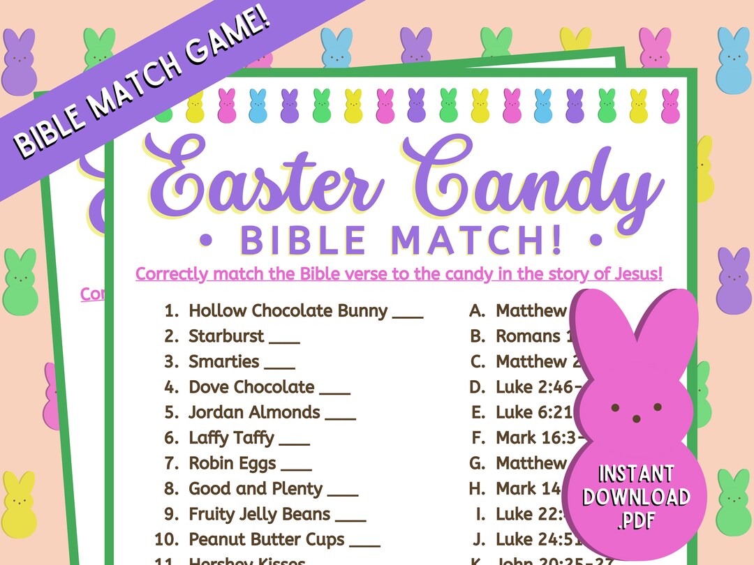 Easter Candy Bible Match Game Easter Party Game Easter - Etsy