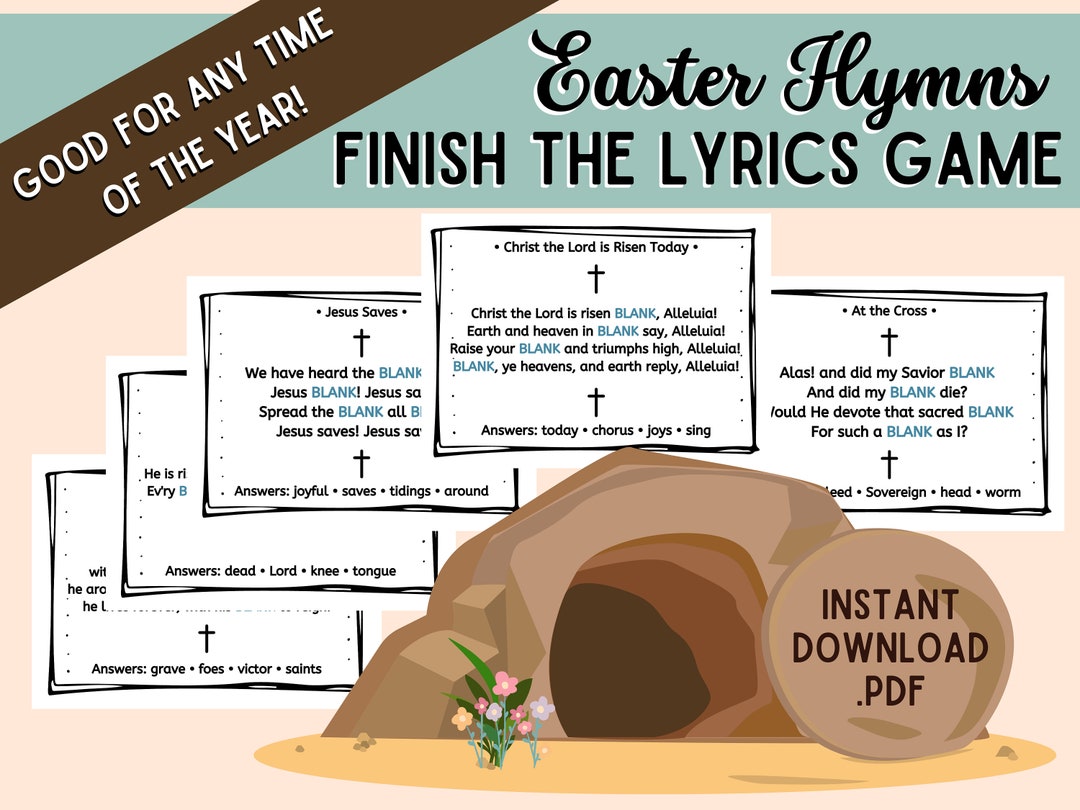 Easter Hymns Finish the Lyrics Game: Church Party (PDF Download) - Etsy