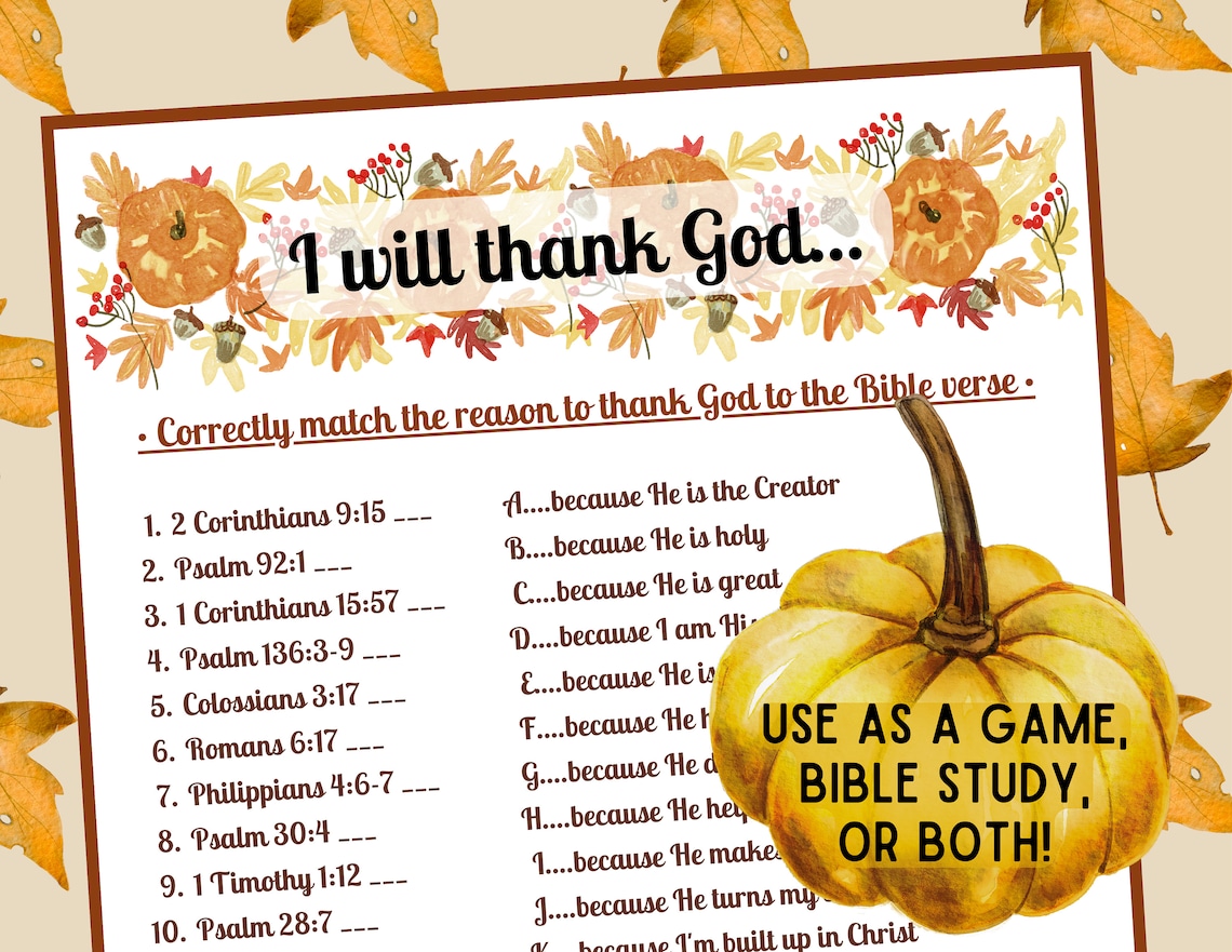 Give Thanks Bible Match Game Thanksgiving Bible Match - Etsy