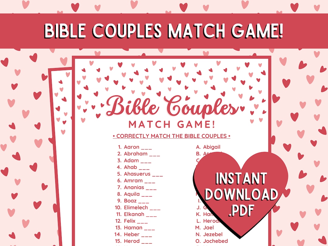 Bible Couples Match Game: Valentine or Marriage Party (PDF Download) - Etsy