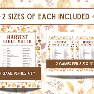 Harvest Bible Match Game: Fall Thanksgiving Party (PDF) - Etsy