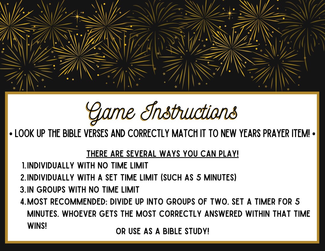 New Year's Bible Match Game - Etsy