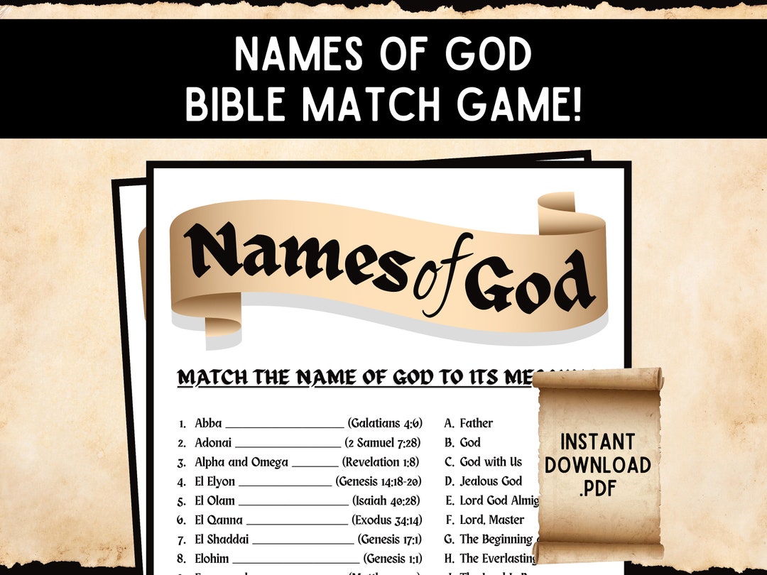 Names of God Bible Match Game | Names of God | Bible Trivia Game ...