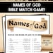 Names of God Bible Match Game: Church Trivia (PDF Download) - Etsy
