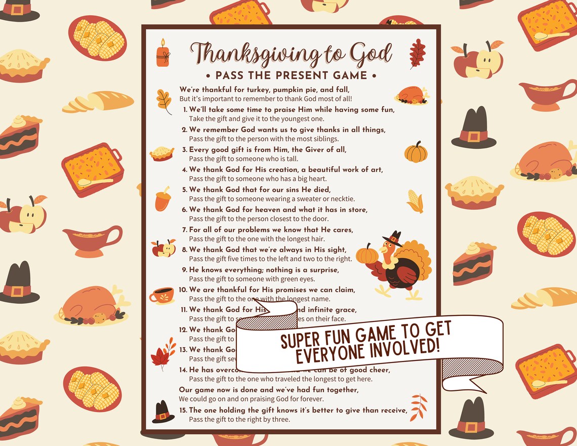 Thanksgiving Pass the Present Game: Church Activity (PDF Download) - Etsy