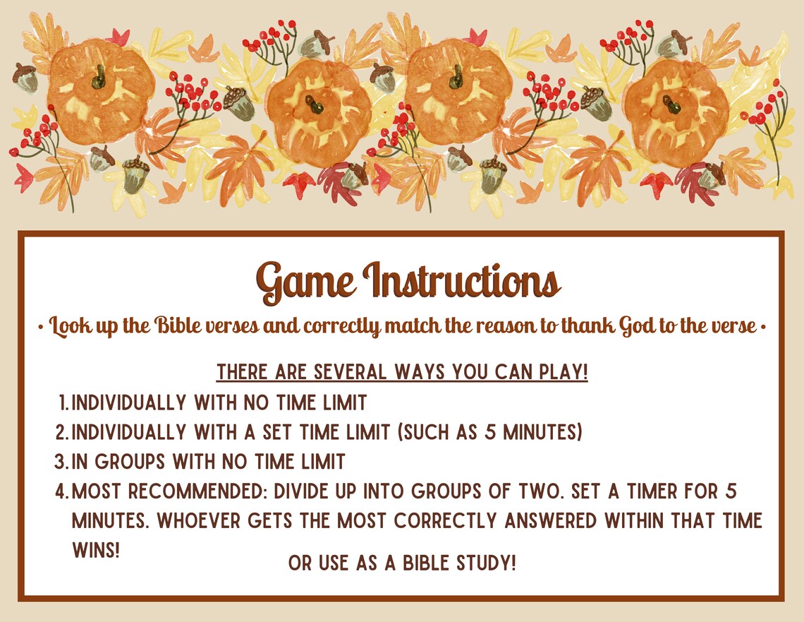 Give Thanks Bible Match Game Thanksgiving Bible Match - Etsy