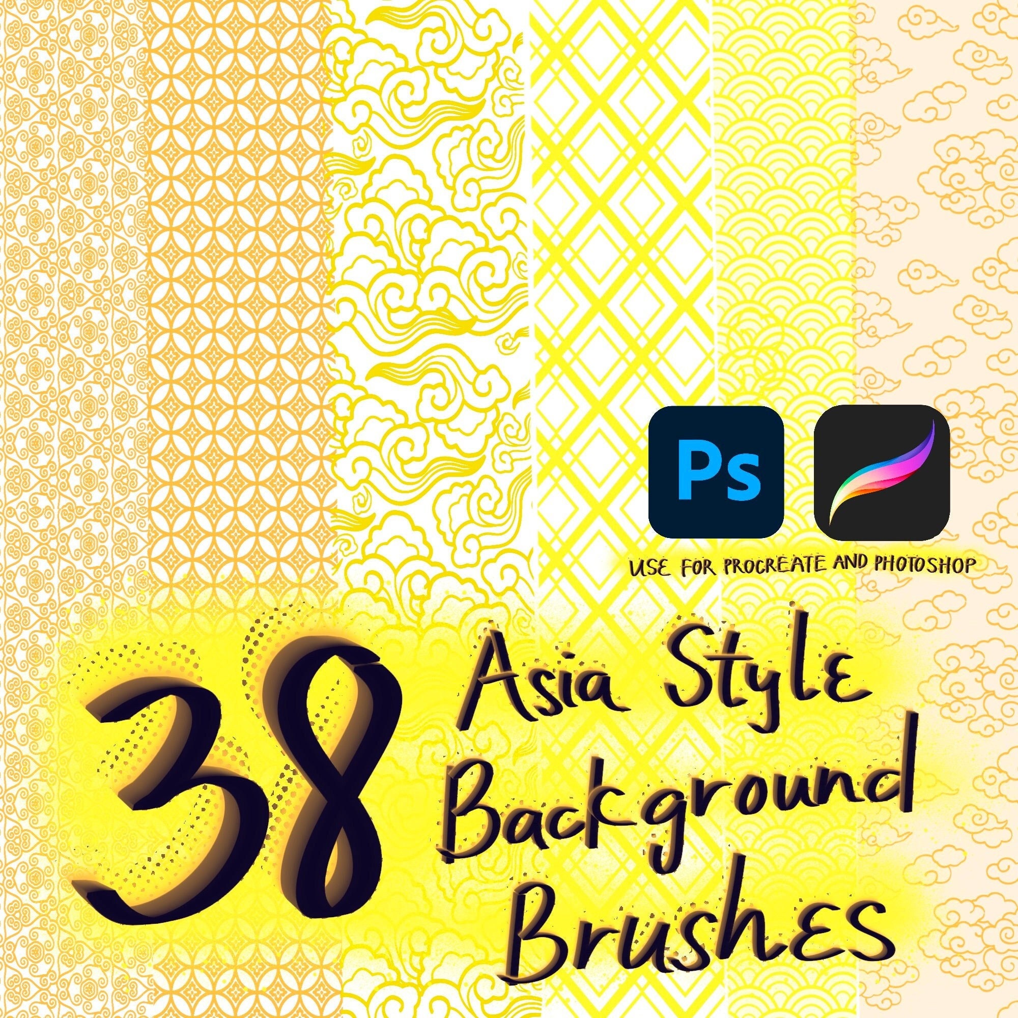 38 Procreate Traditional Asian Pattern Brush Reproduction, Seamless ...