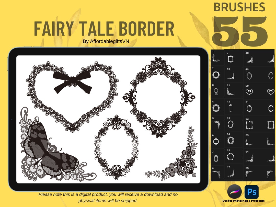 Fairy Tale Border Procreate Brushes, Border Brushes Photoshop and ...