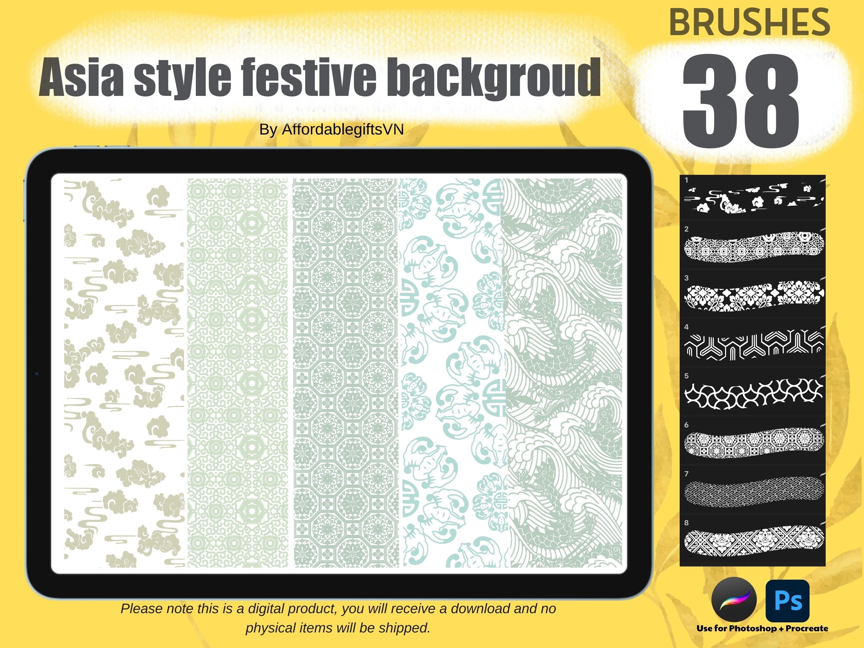 38 Procreate Traditional Asian Pattern Brush Reproduction, Seamless ...