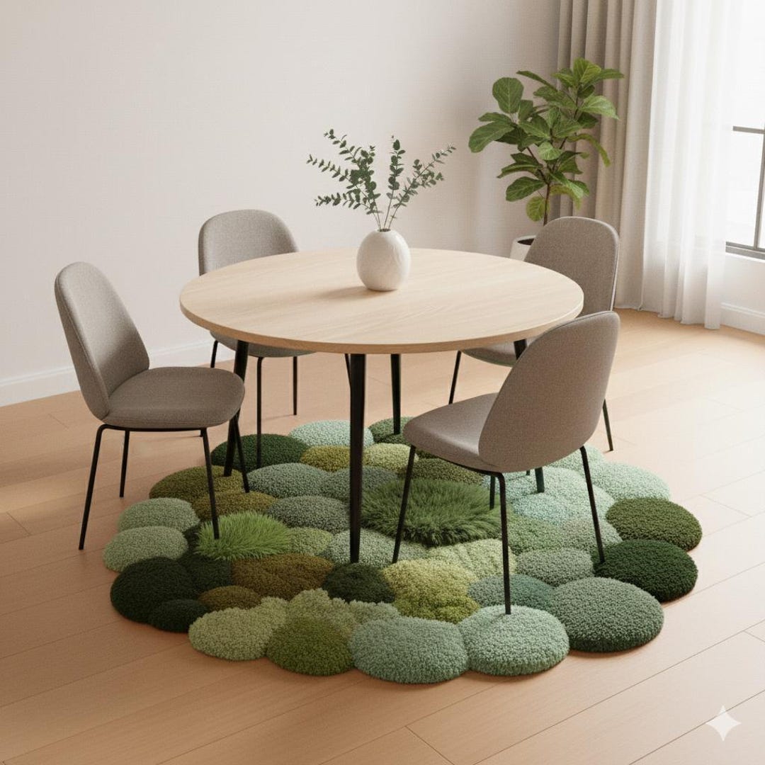 Moss Grass Tufted Rug: 3D Pebble Design |grass Green Moss Rug | Non ...