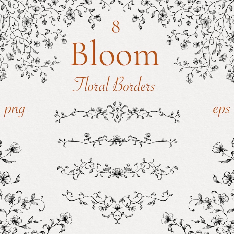 Draw Floral Clipart - Etsy