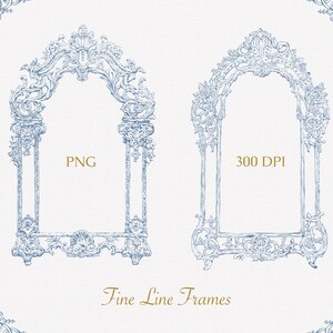 Wedding Motives Fine Line Frames PNG Clip Art Vintage, Illustrations ...