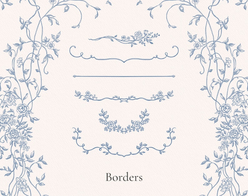 Floria Blue Graphic Line Art Frames, Png Borders, Victorians Roses ...