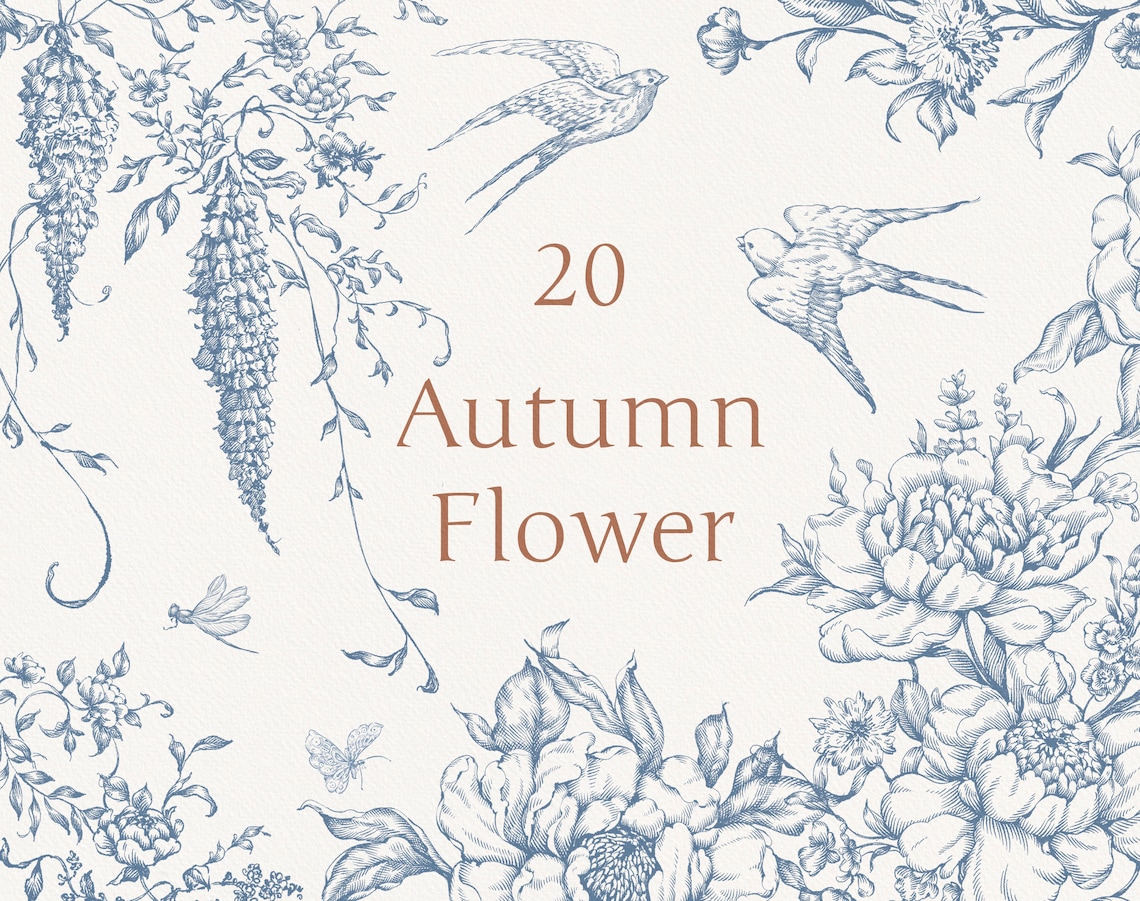 Autumn Flower, Png Eps Svg, Pattern, Classic Clip Art, French Roses ...