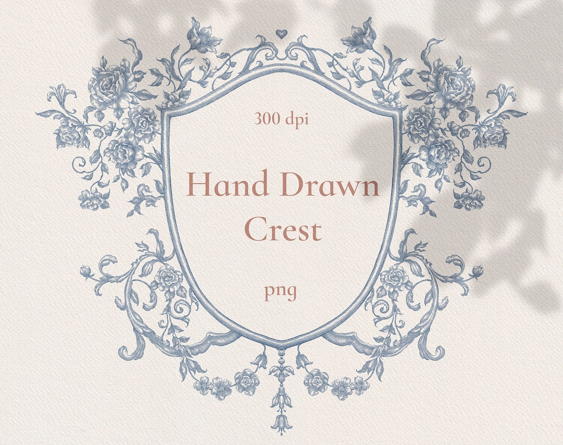Hand Drawn Wedding Crest Png, Floral Wedding Logo, Ink Clipart, Baroque ...