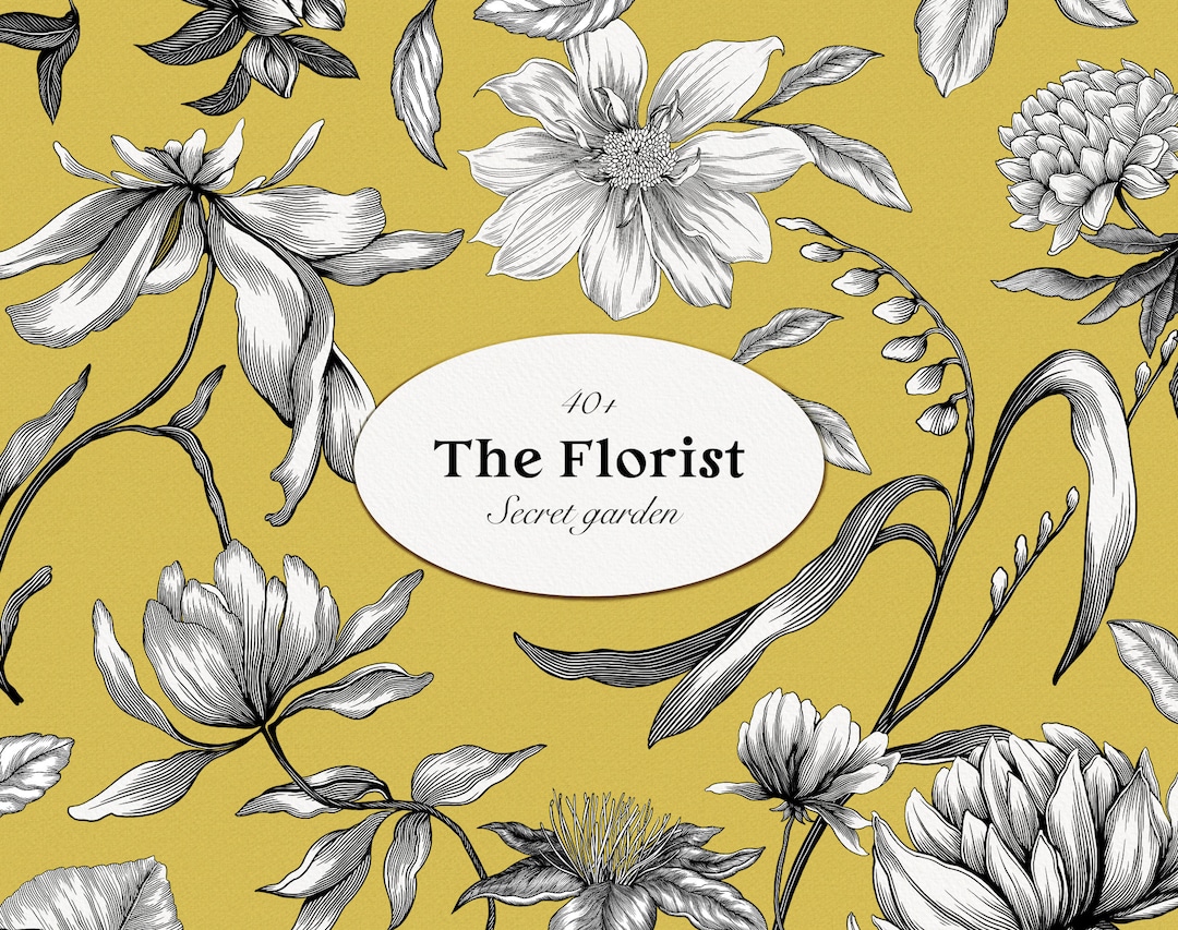 The Florist Secret Garden, Classic Flowers, Patterns, PNG Graphic ...