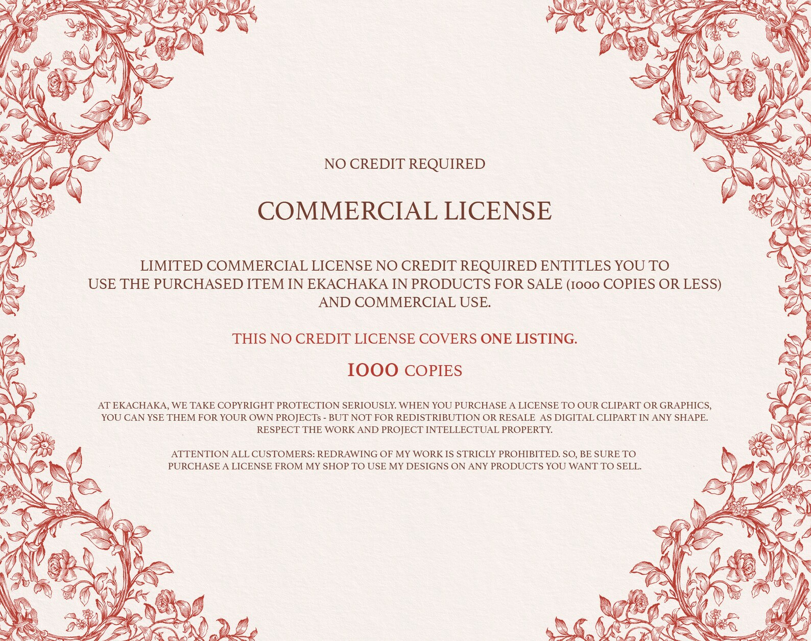 Limited Commercial License Ekachaka NO Credit Required for ONE Etsy ...