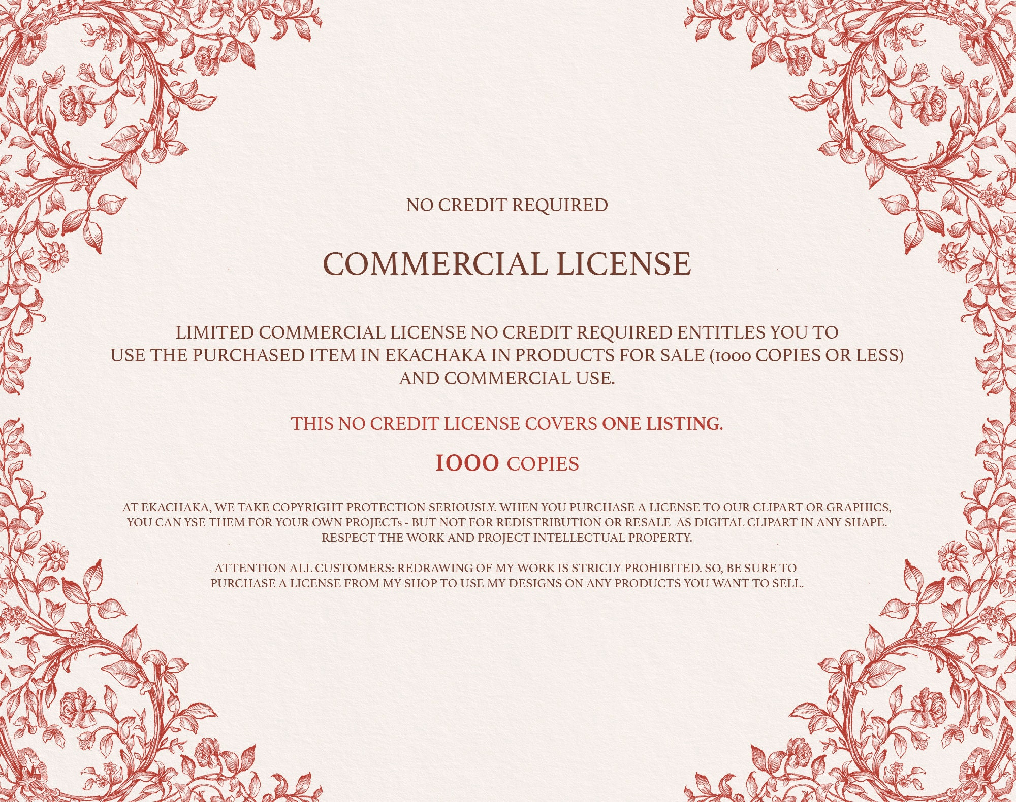 Limited Commercial License Ekachaka NO Credit Required for ONE Etsy ...