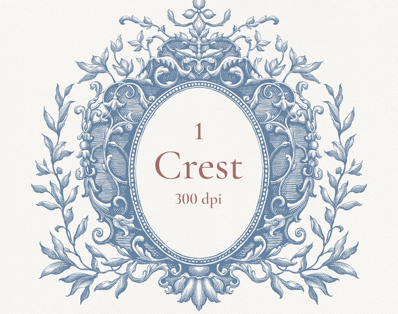 Crest for Celebration Png, Floral Border, Ink Draw, Baroque ...