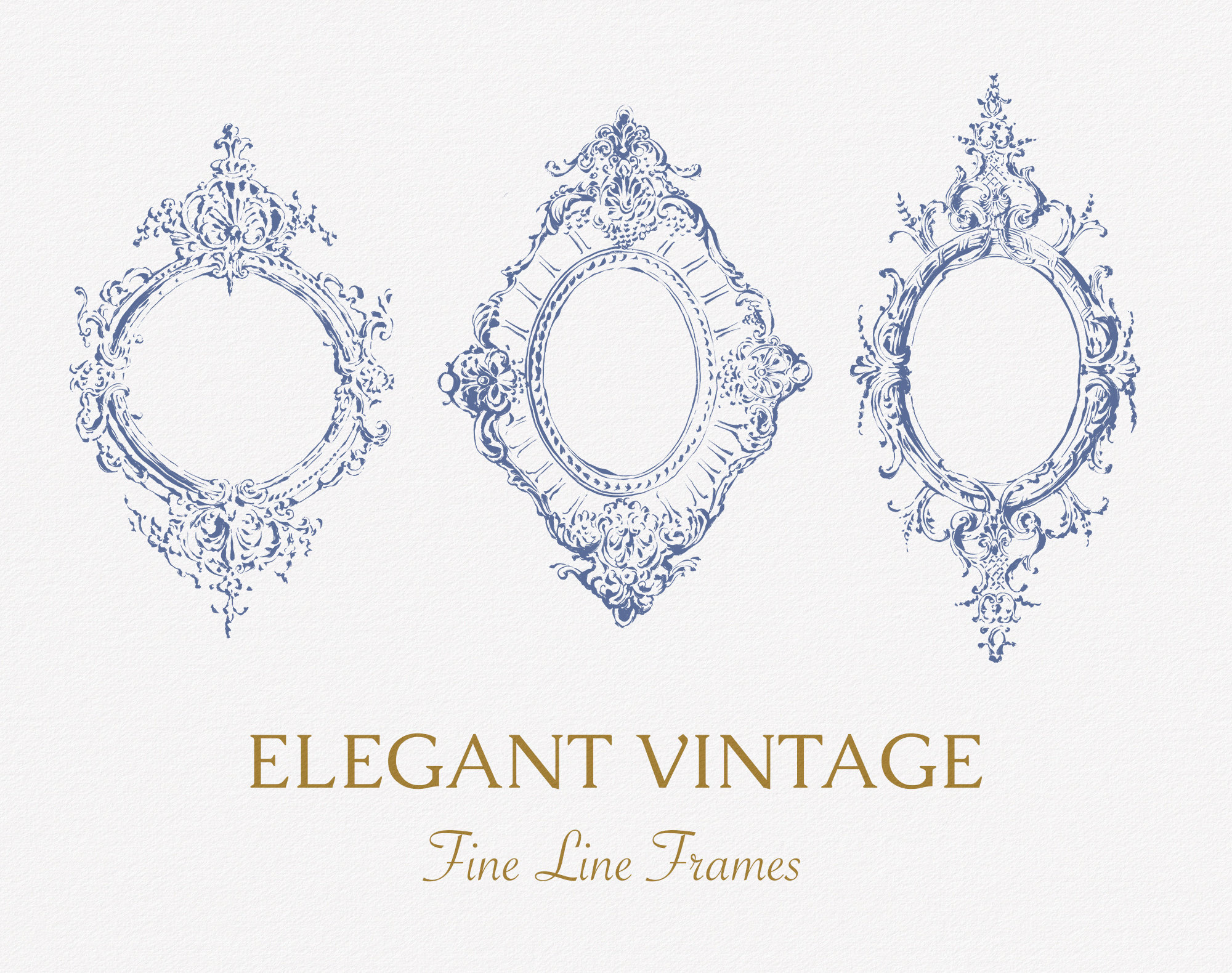Elegant Vintage Fine Line Frames Wedding Sketches in Old - Etsy