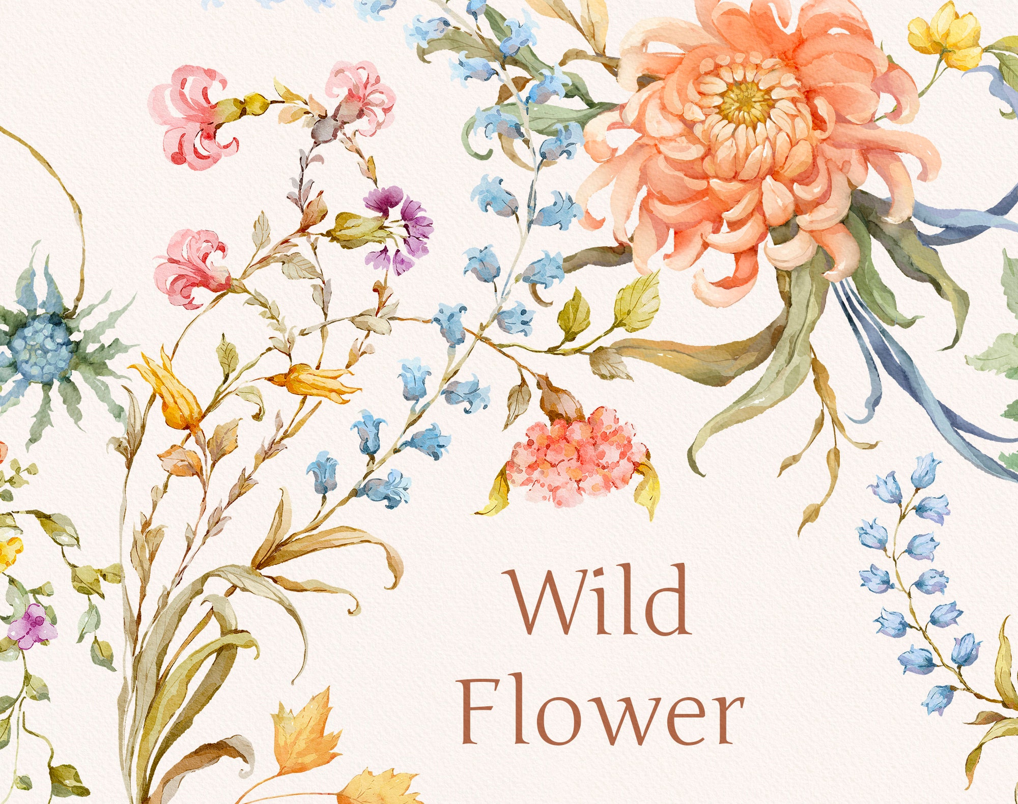 Wild Flower 20 Watercolor Flowers PNG Botanical Clipart - Etsy