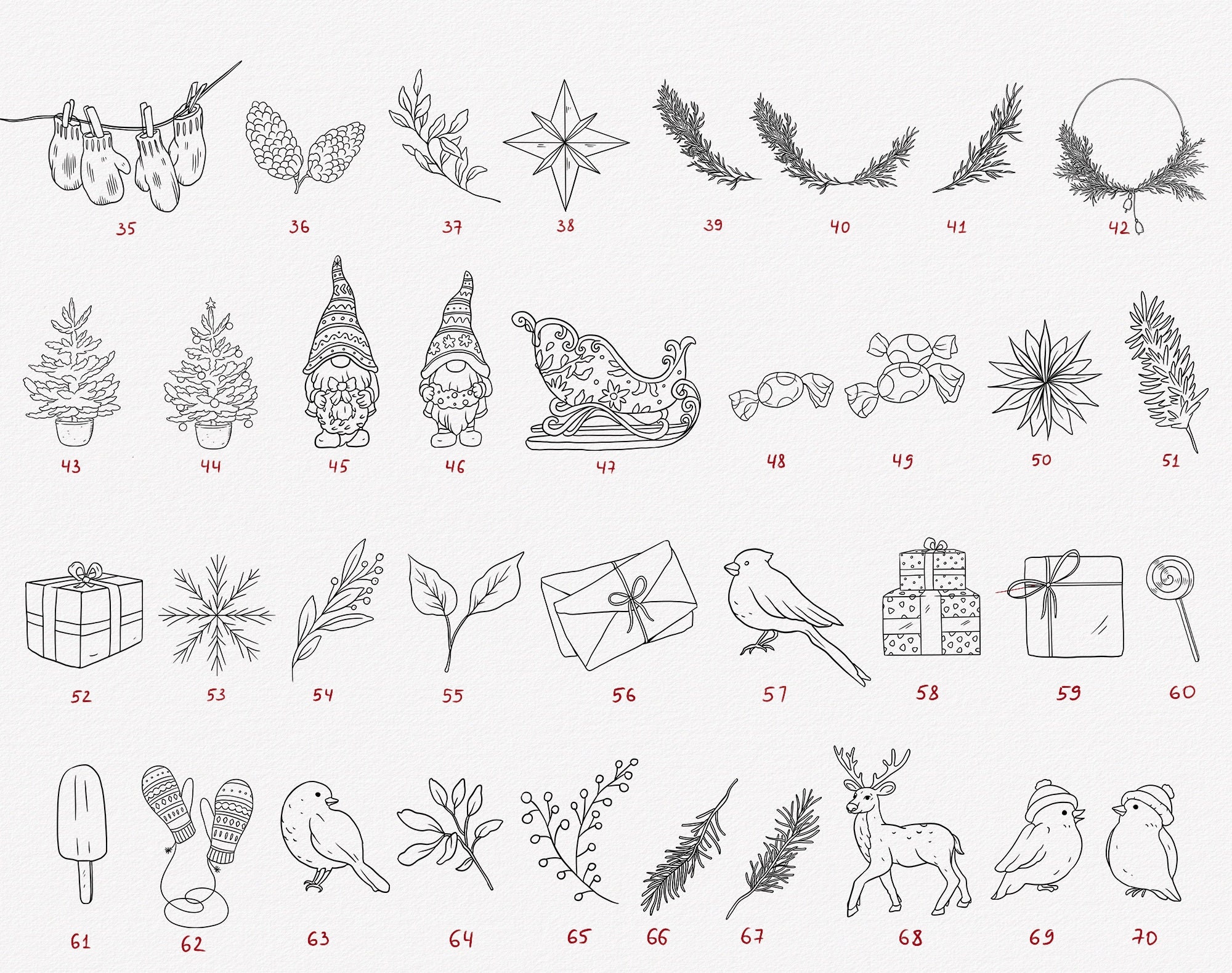 100 Christmas Doodles SVG+PNG+EPS, Clip Art Bundle, Santa Vector ...