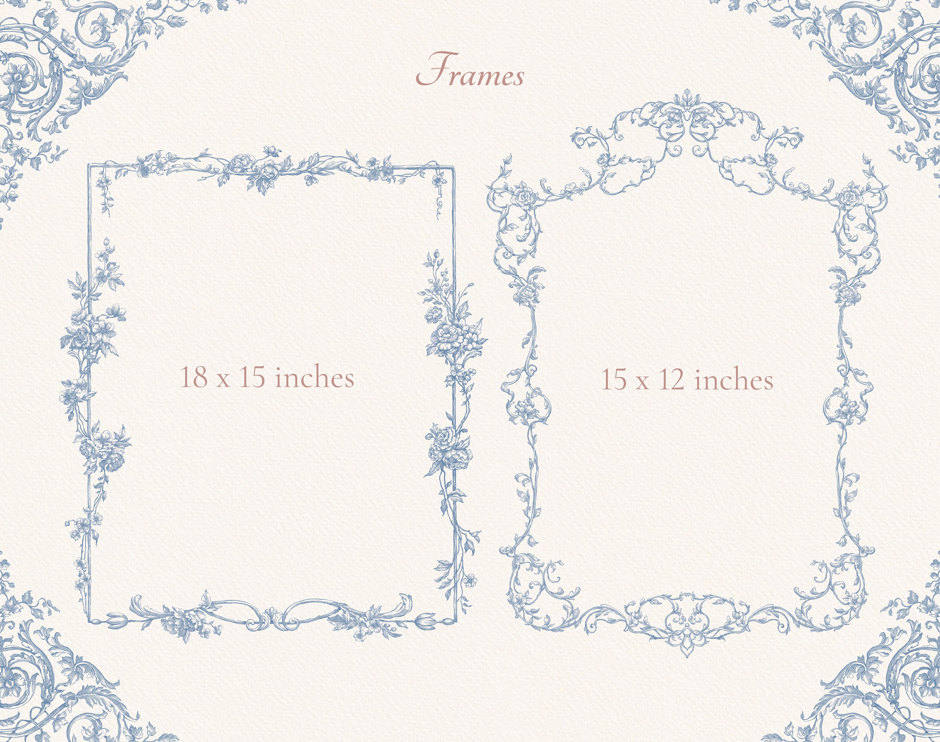 Ink Flower Line Frames Wedding Png Borders Round Frame - Etsy