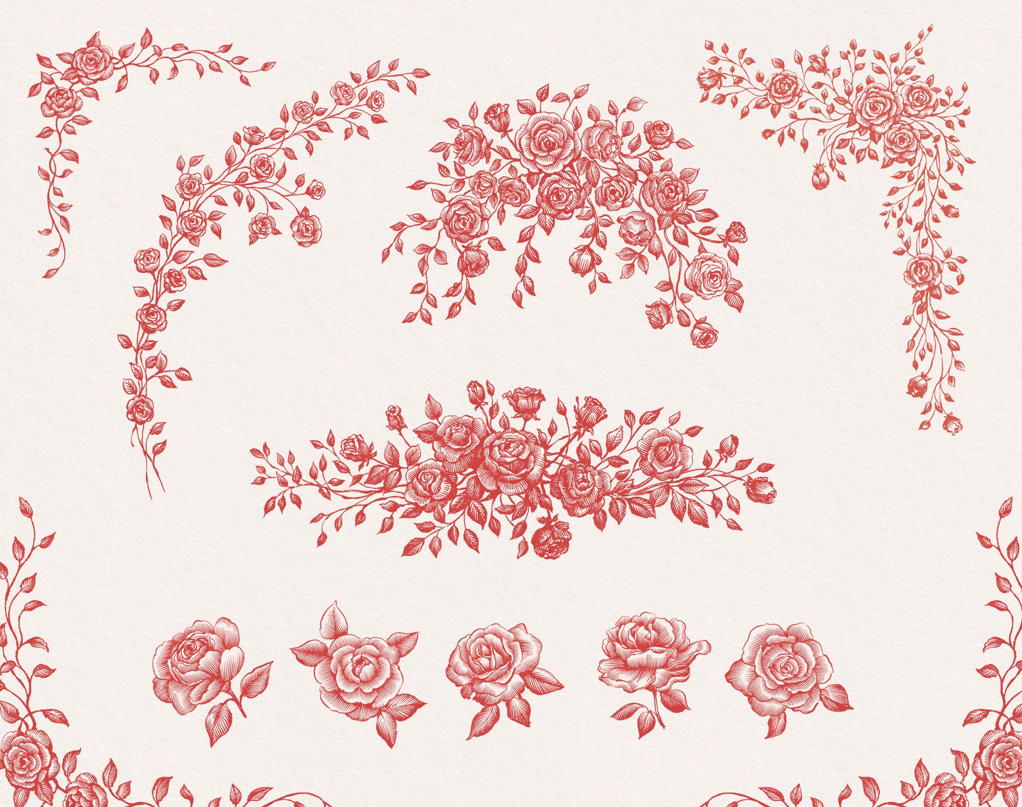 Red Rose Garden Png Eps Svg Floral Frames Roses Bouquets - Etsy
