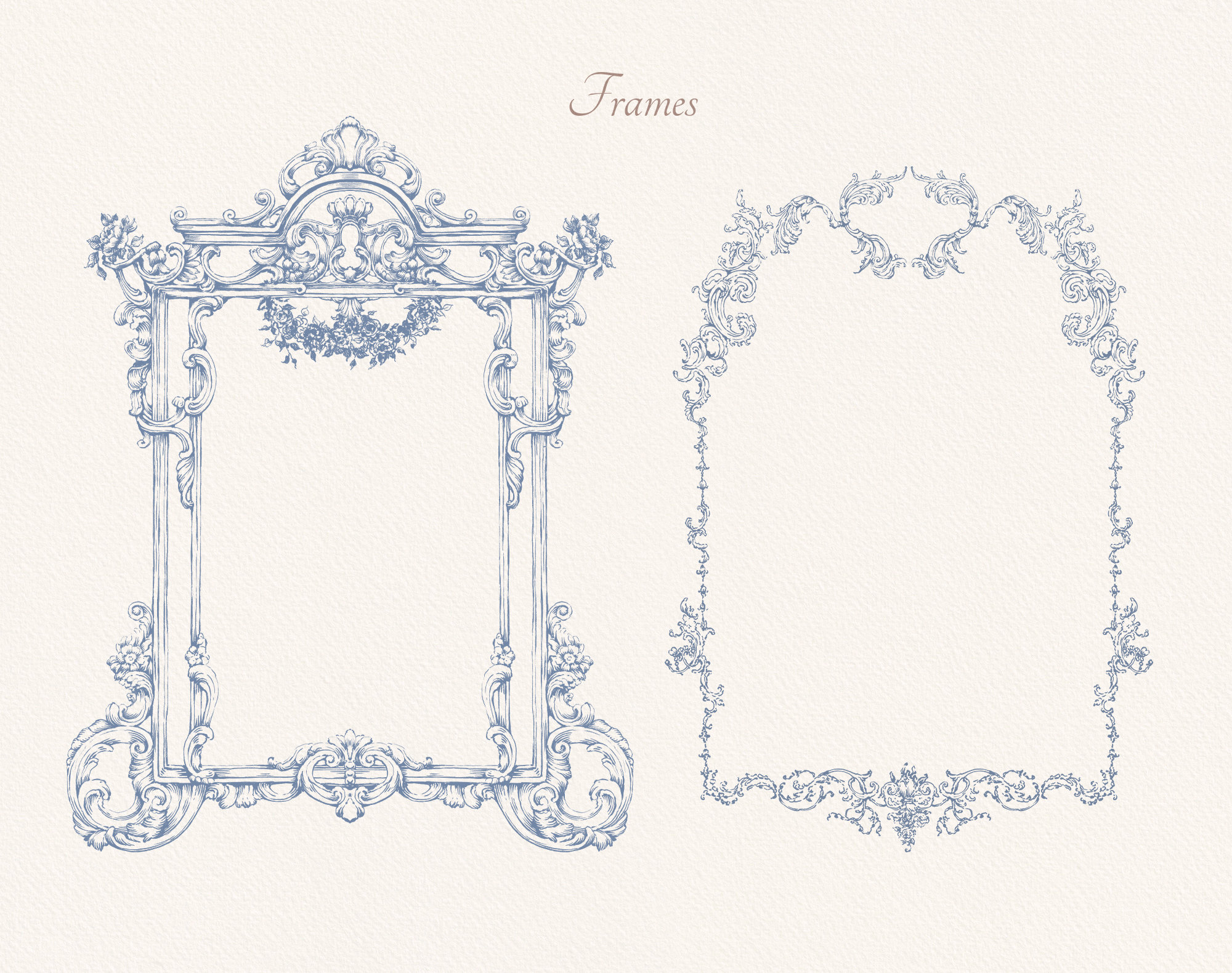 High Baroque Frames Png Eps Svg Wedding Invite Frame Vector - Etsy