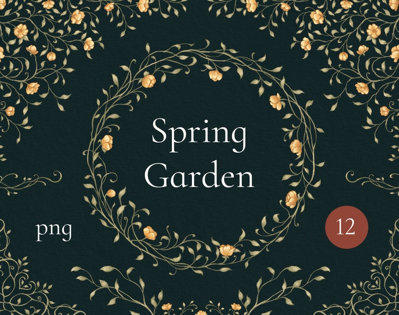 Spring Garden Png Floral Frames Borders Digital Flower - Etsy