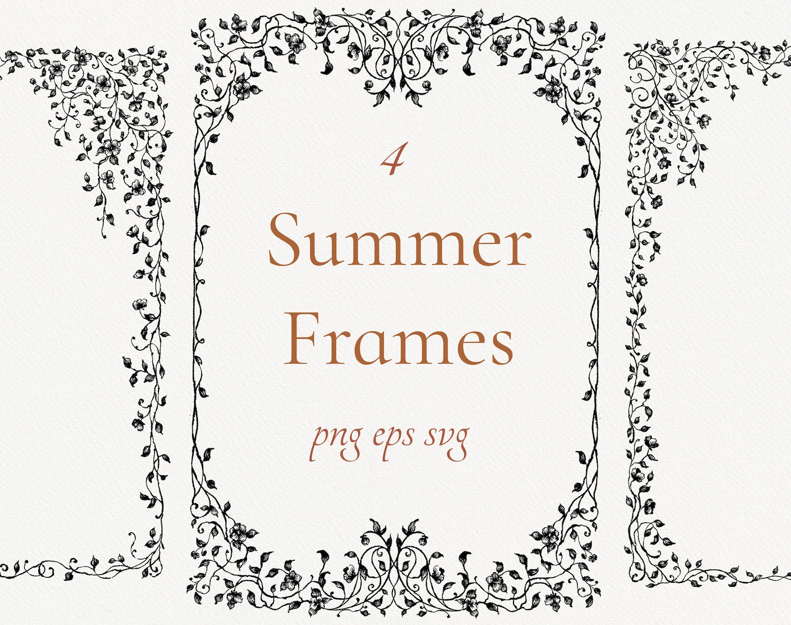 Summer Frames 4 Png Eps Svg Floral Borders Flower Clipart, Vintage ...