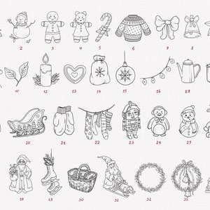 100 Christmas Doodles SVG+PNG+EPS, Clip Art Bundle, Santa Vector ...