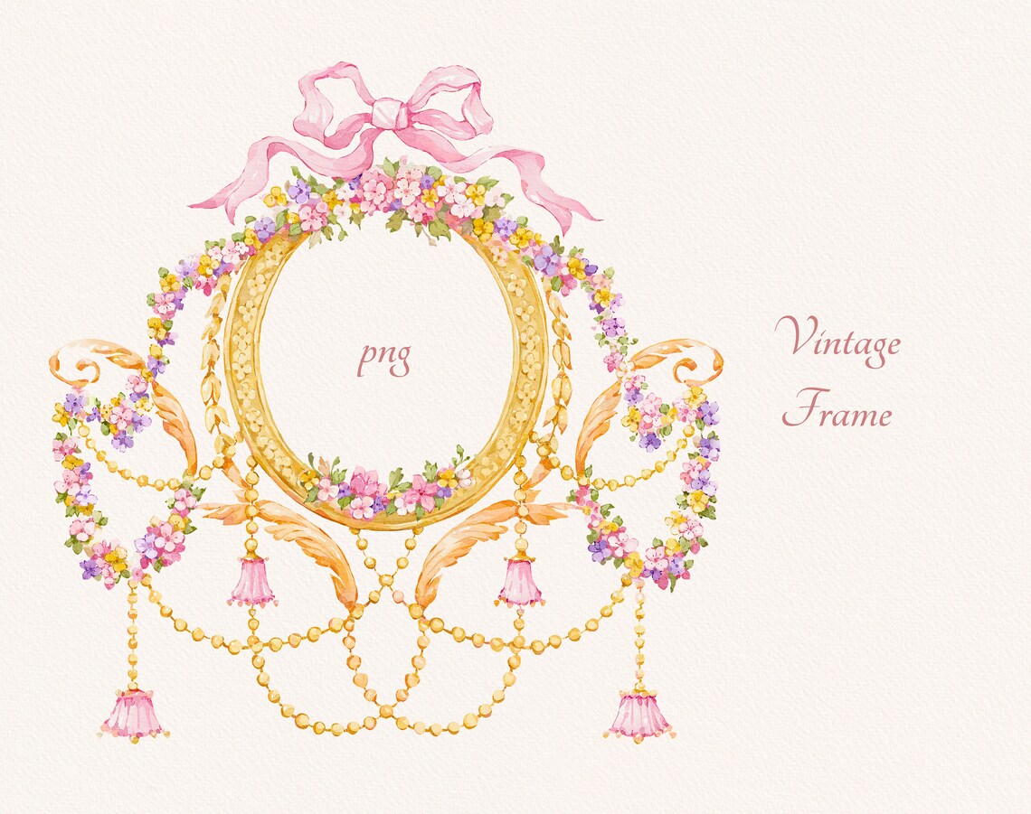 Pink Baroque Frame, Png Clip Art, Girl Baby Shower Invite, Digital ...