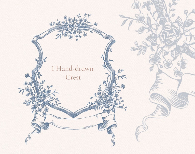 Wedding Crest Png, Baroque Floral Border, Line Art Illustration ...