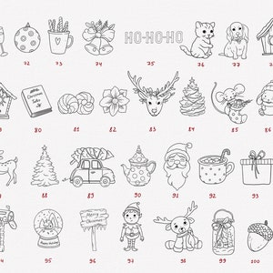 100 Christmas Doodles SVG+PNG+EPS, Clip Art Bundle, Santa Vector ...