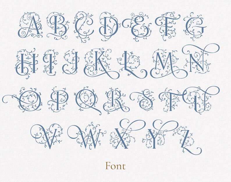 Wedding Calligraphy Png Eps Svg, Initial Font Clipart, Wedding Alphabet ...