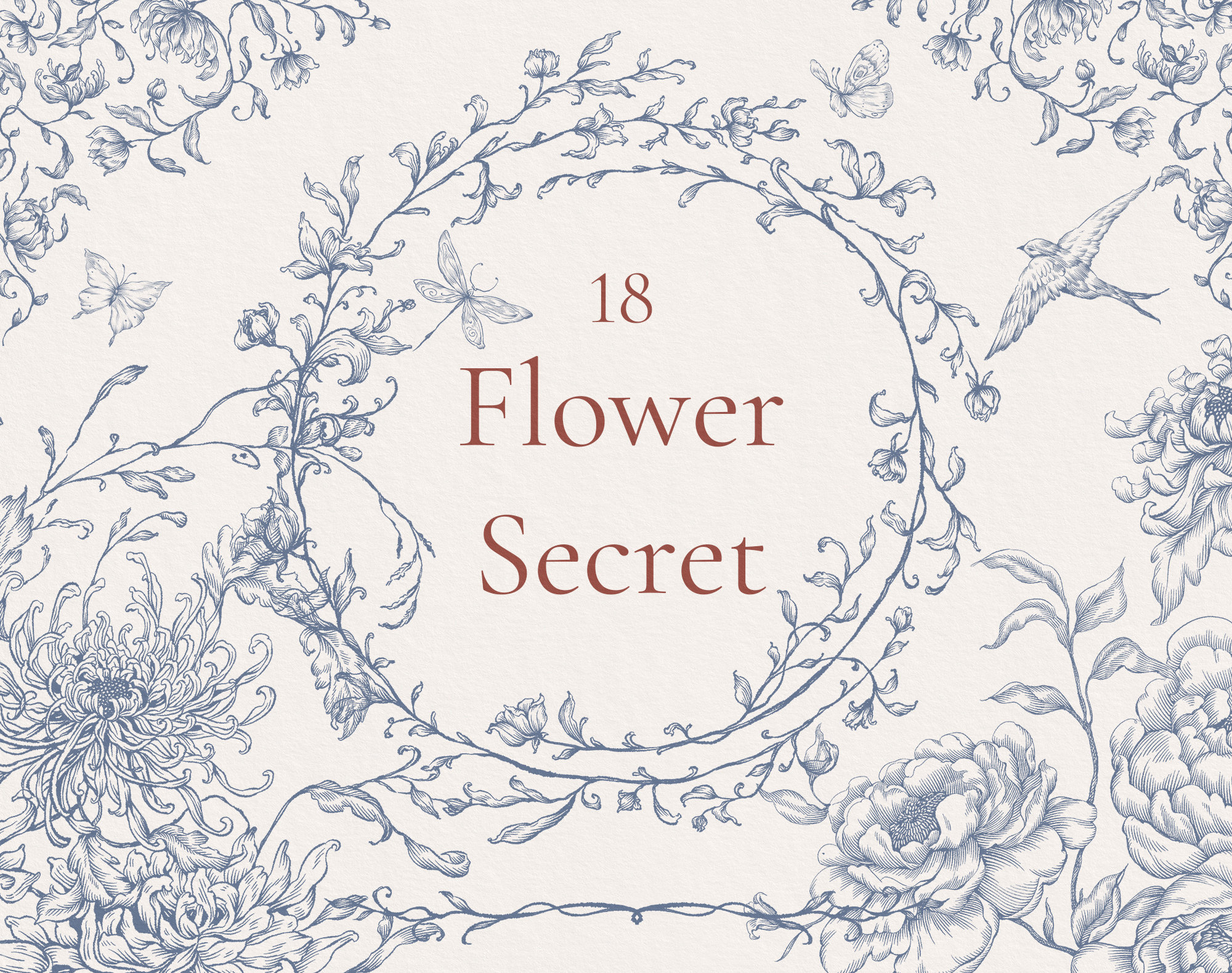 Flower Secret Png Eps Svg Blue Floral Frames Wedding Bouquets Floral ...