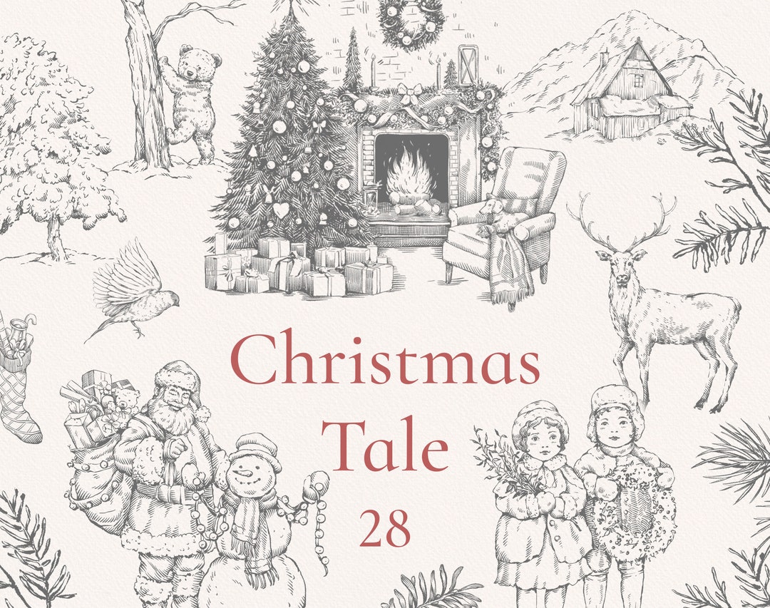 Christmas Tale Bundle, Png Eps Svg, Hand Drawn, Winter Landscapes ...