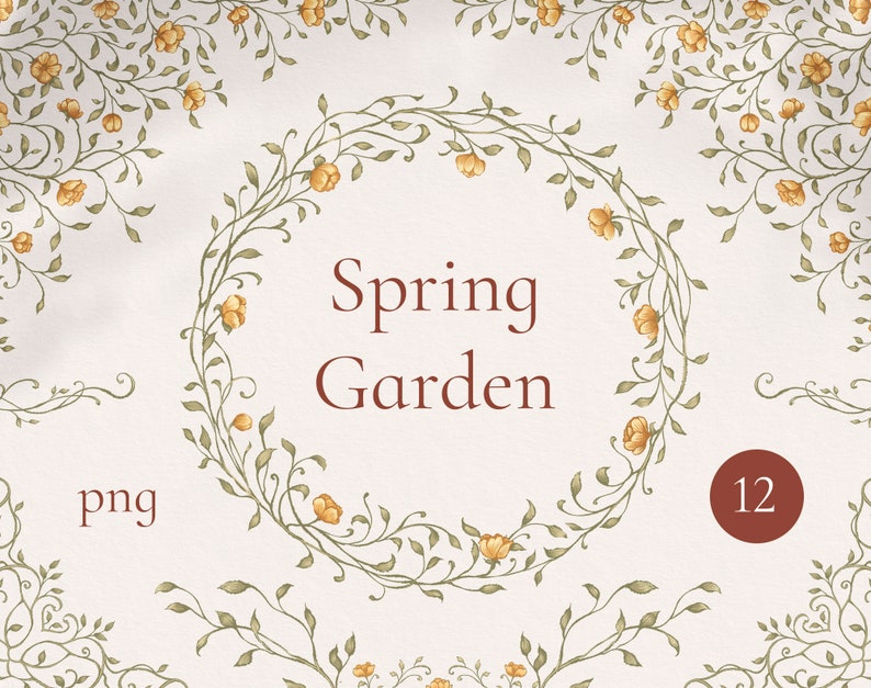 Spring Garden Png Floral Frames Borders Digital Flower - Etsy