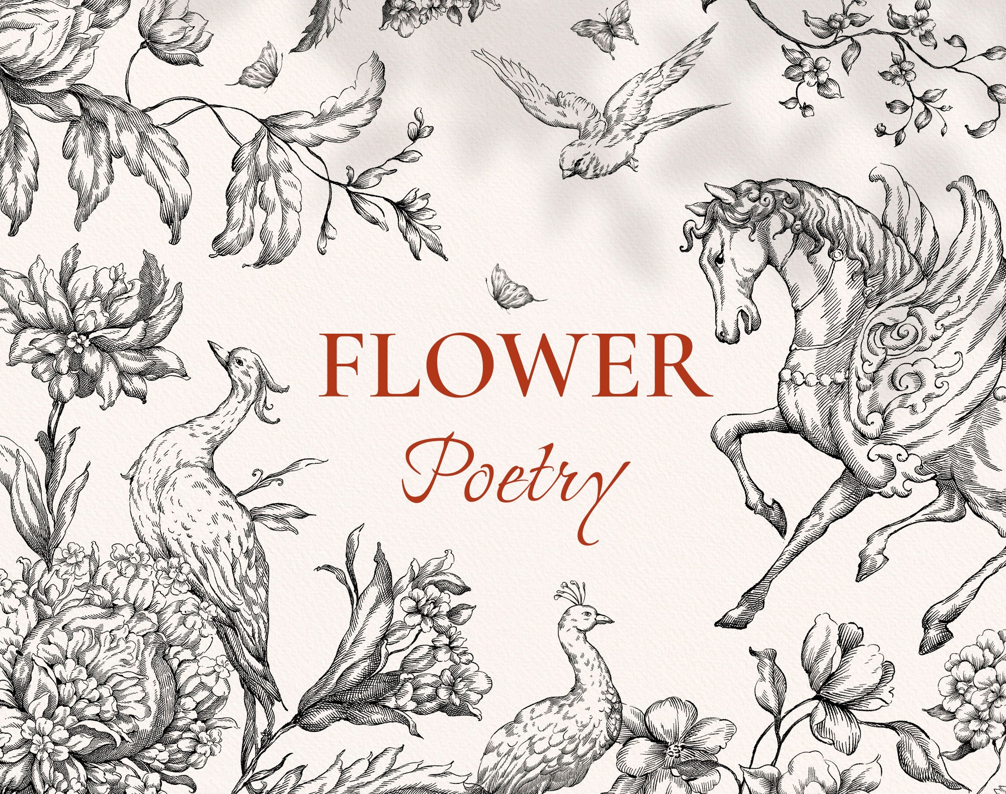 Flower Poetry Eps Svg Png Vintage Vector Plants Botanical - Etsy