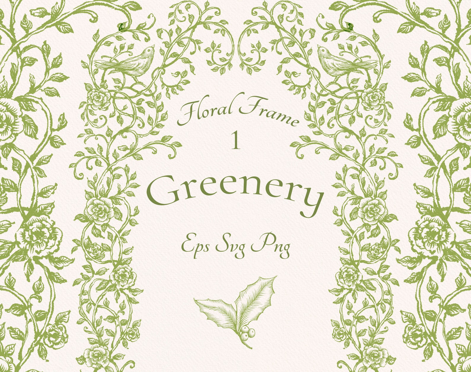 Greenery Floral Frame Png Eps Svg, Vector Border, Wedding Invite Design ...