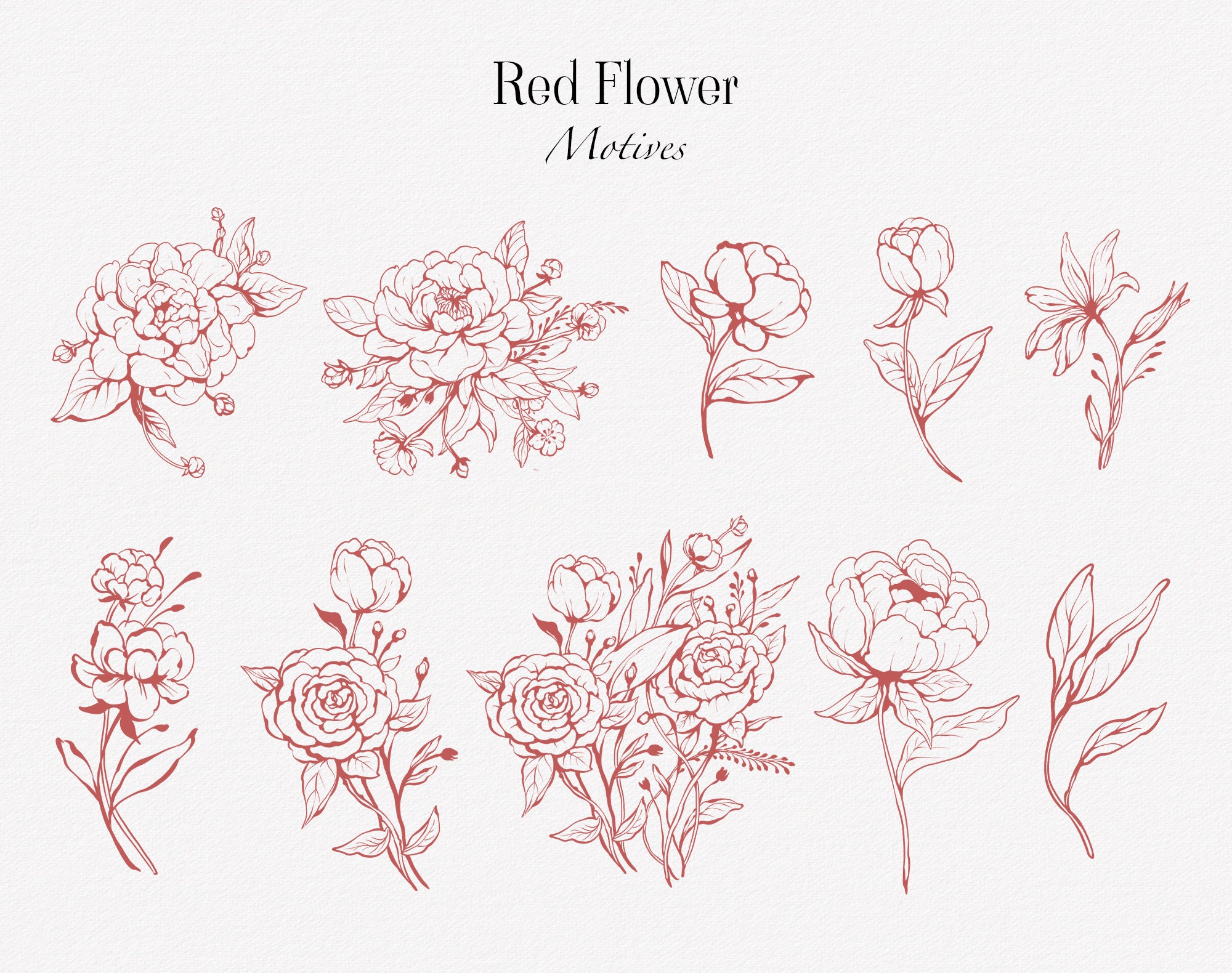 Red Flower Vintage Frames and Floral Motives Eps Svg png - Etsy